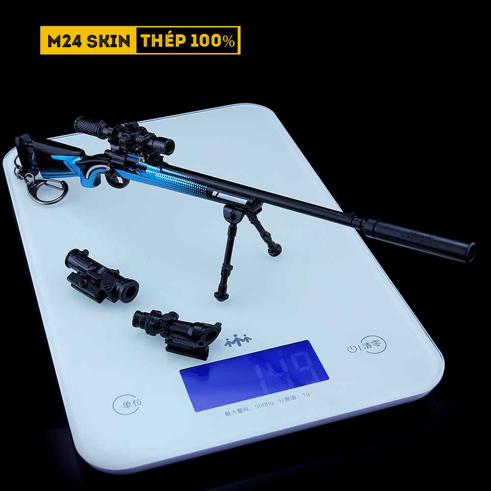 Mô Hình M24 SKin Xanh Đen 26cm Tặng Kèm 3 Scope Và Kệ Trưng Bày