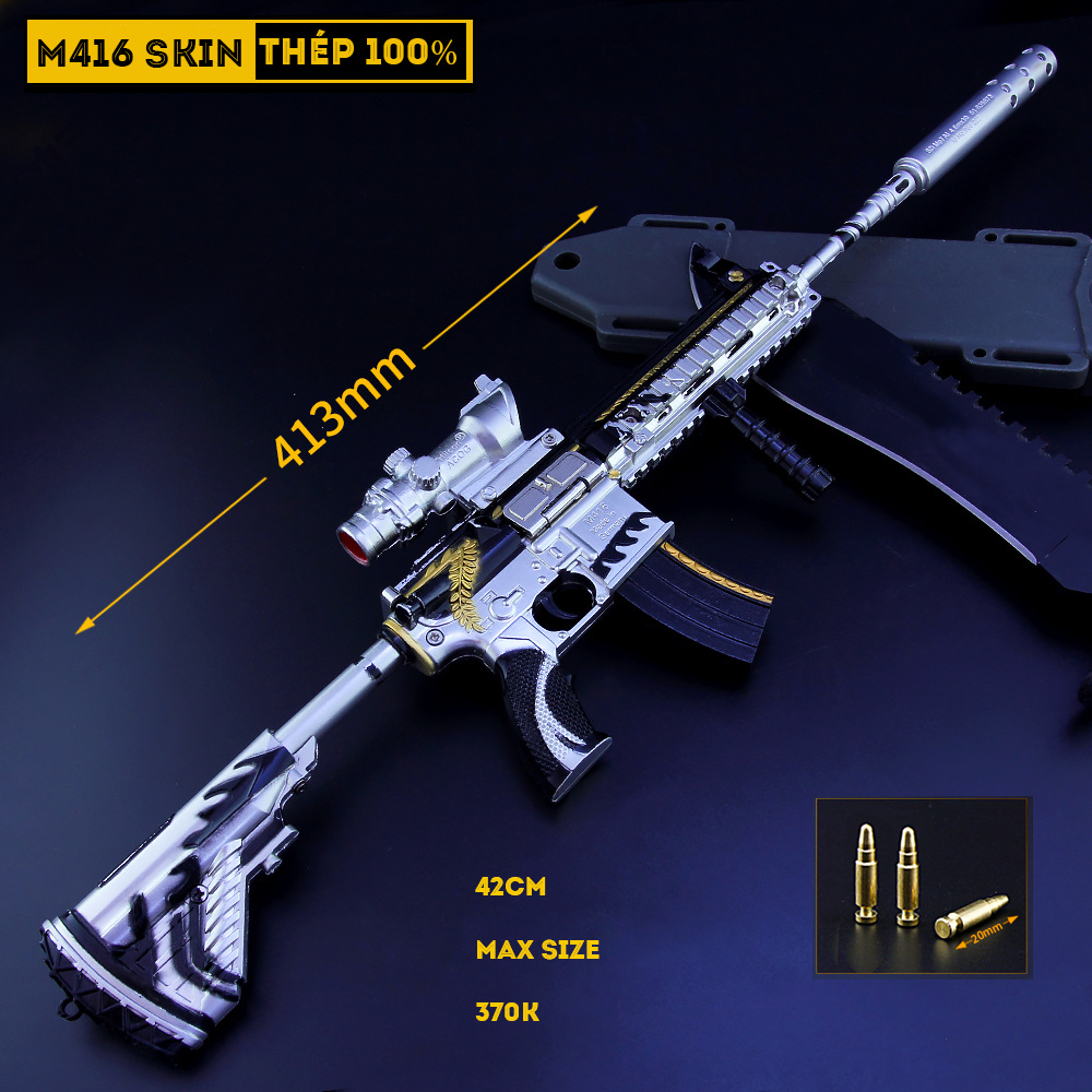 Mô Hình PUBG M416 Skin Ultimate Silver 42cm Max Size Cao Cấp Tặng Kèm ...