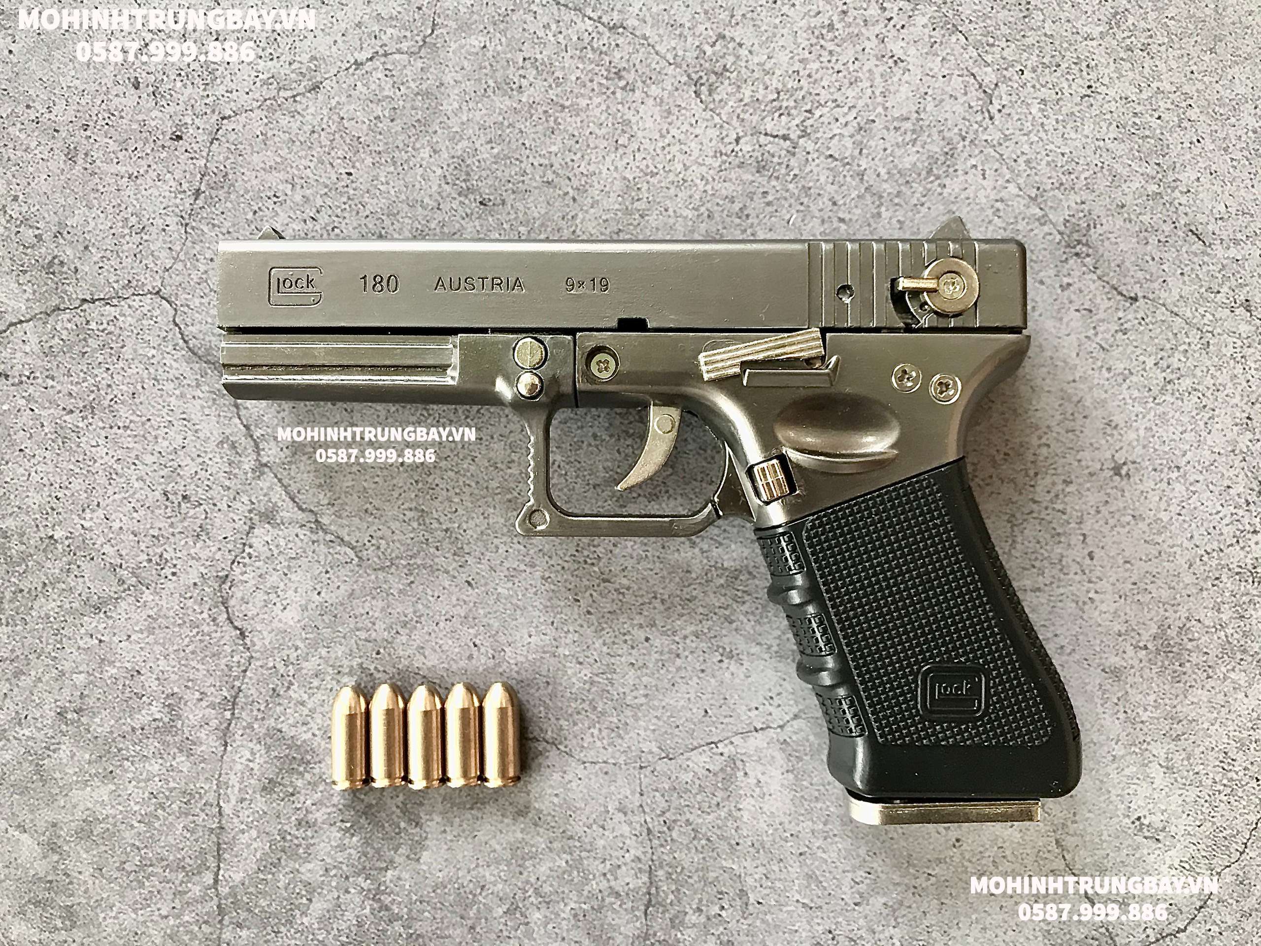 Mô Hình Súng Lục Glock 18 Văng Đạn Cao Cấp Tặng Kèm Kệ Trưng Bày